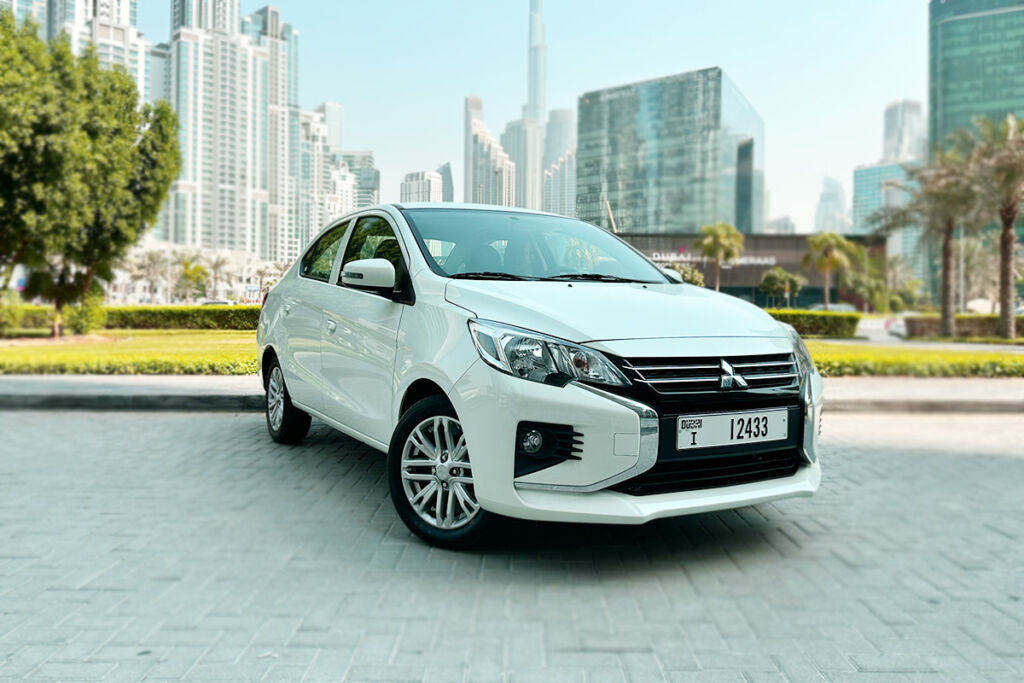 Rent Mitsubishi Attrage 2023 in Dubai | Afamia Car Rentals JLT Dubai